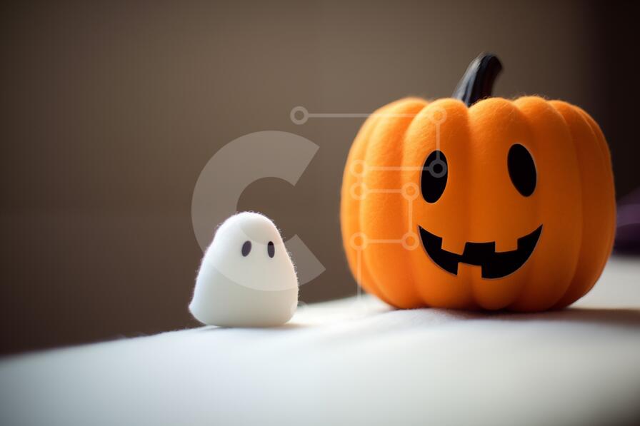 Spooky Halloween Decorations: Ghost and Pumpkin stock photo | Creative ...