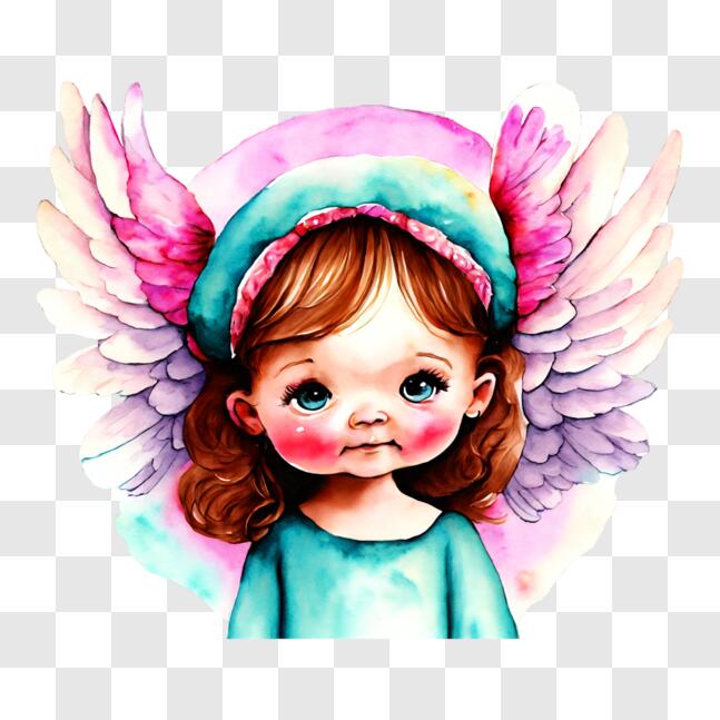 Download Young girl wearing an angel hat and pink wings PNGs Online ...