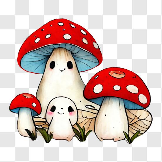 Download Watercolor Painting of Blue and Purple Mushrooms PNGs Online ...