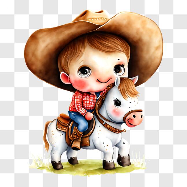 Download Young boy riding a white horse in cowboy attire PNGs Online ...