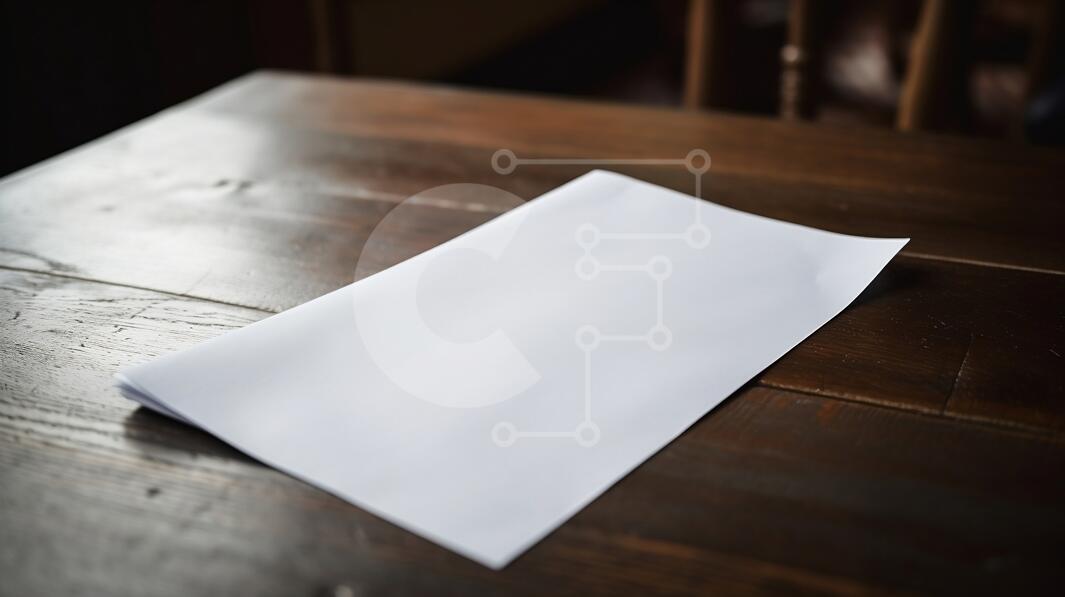 White Paper on Wooden Table Background stock photo | Creative Fabrica