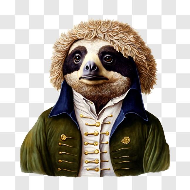 Download Sloth Wearing Elegant Coat and Hat PNGs Online - Creative Fabrica