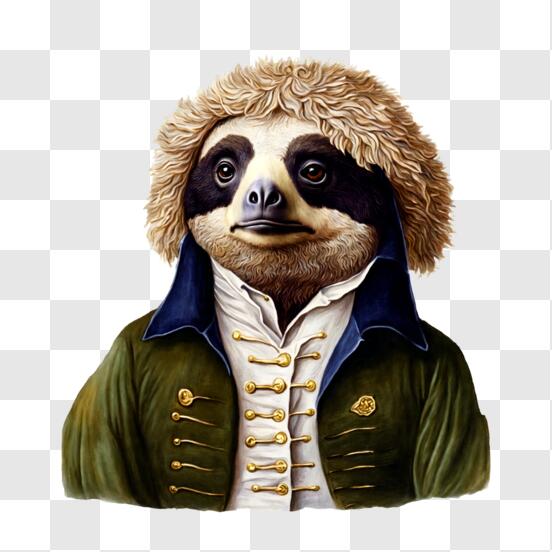Download Elegant Sloth Dressed Up in Green Hat and Bowtie PNG Online ...