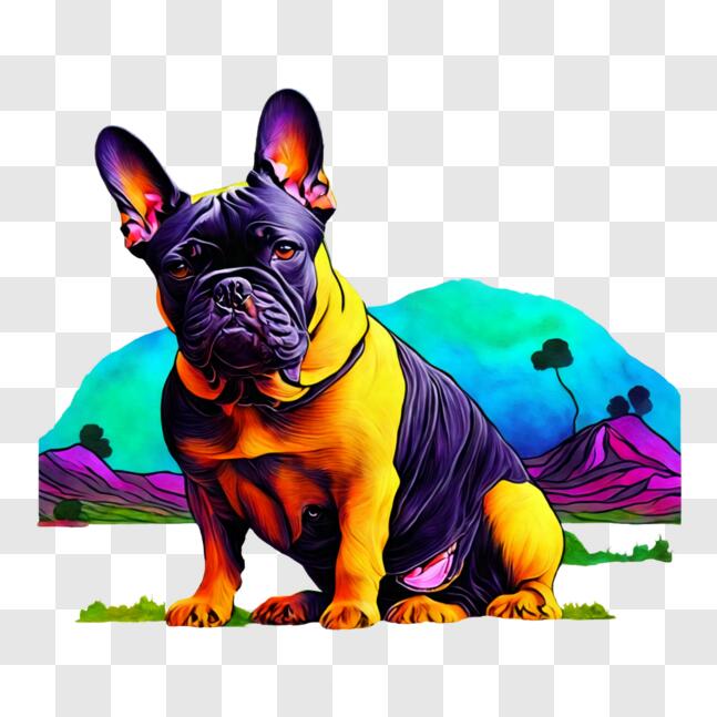 Download Colorful Dog in a Landscape Painting PNGs Online - Creative ...