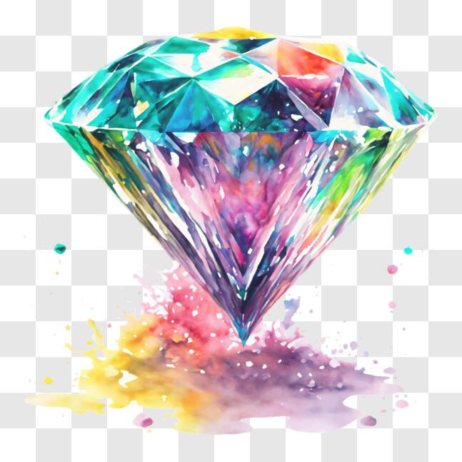 Download Colorful Diamond with Watercolor Splashes PNGs Online ...