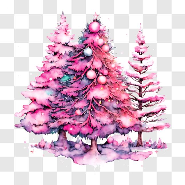Download Watercolor Christmas Trees with Ornaments Background PNGs ...