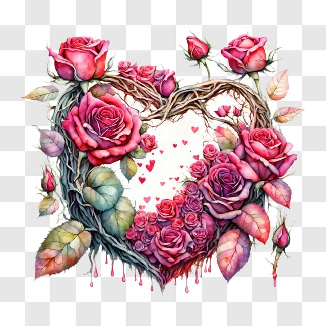 Download Valentine's Day Heart-shaped Pink Roses PNGs Online - Creative ...