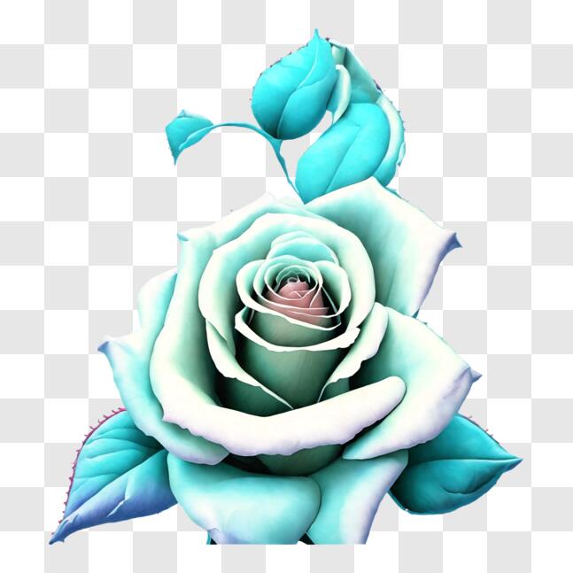 Download Teal Rose with White Petals on Black Background PNGs Online ...