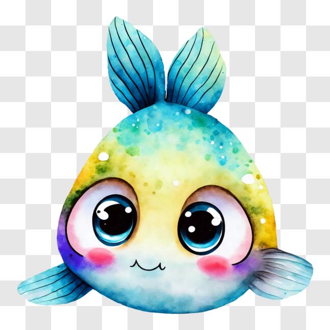 Download Cute Fish with Big Eyes and Blue/Yellow Stripes PNGs Online ...