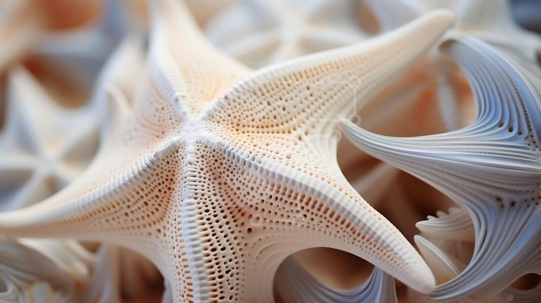 Symmetrical pattern of white starfish stock photo | Creative Fabrica