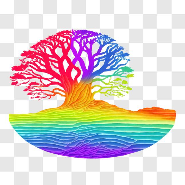 Download Abstract Rainbow Tree - Nature and Growth Symbolism PNGs ...