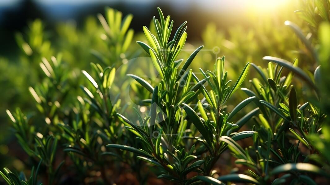 Close-up View of Rosemary Plants in a Field with Golden Sunlight stock ...