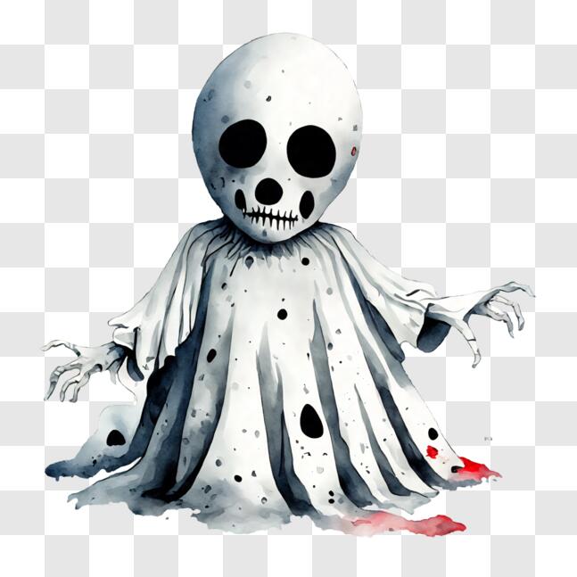Download Ghost-like Figure Dressed in White with Bloody Hands and Feet ...