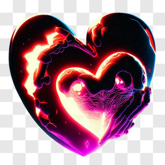 Download Abstract Neon Heart with Skeletons PNGs Online - Creative Fabrica