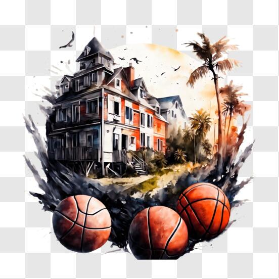 Download Basketball Shoes and Balls on Court PNGs Online - Creative Fabrica