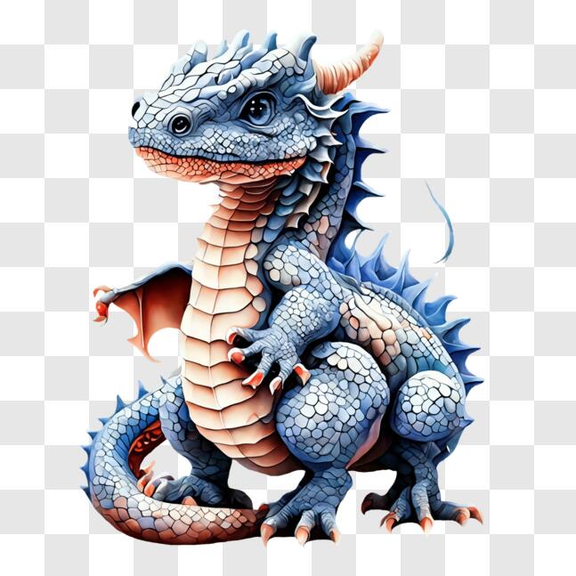 Download Blue and Orange Dragon Illustration PNGs Online - Creative Fabrica
