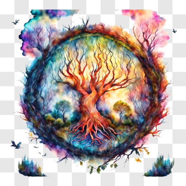Download Colorful Tree of Life Art Installation PNGs Online - Creative ...