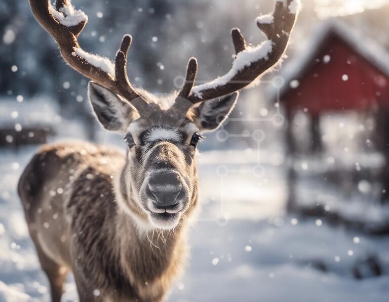 Reindeer in the Snow stock photo | Creative Fabrica