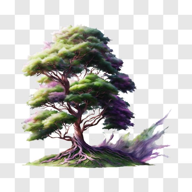 Download Tree Island with Purple Flowers PNGs Online - Creative Fabrica