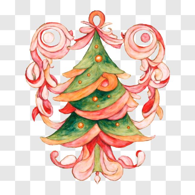 Download Watercolor Painting of Ornamented Christmas Tree PNGs Online ...