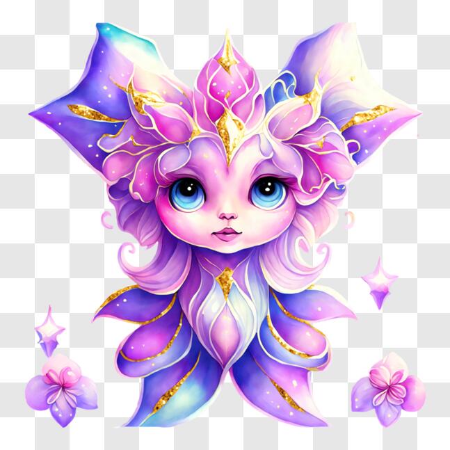 Download Pink and Purple Fairy with Flower Headpiece PNGs Online ...