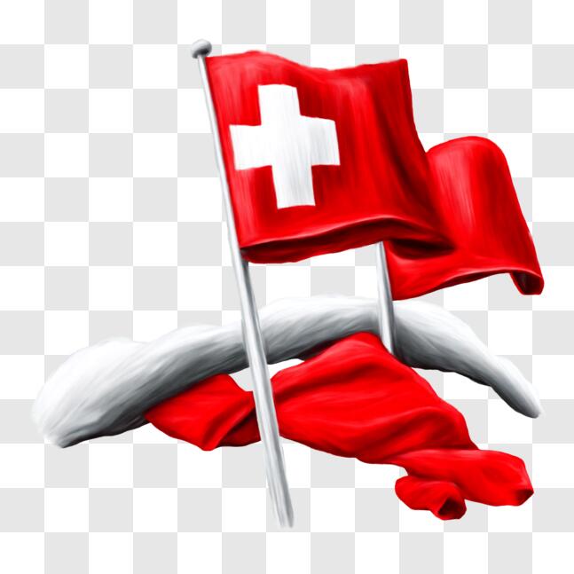 Download Swiss Flags on a Snow-covered Hill PNGs Online - Creative Fabrica