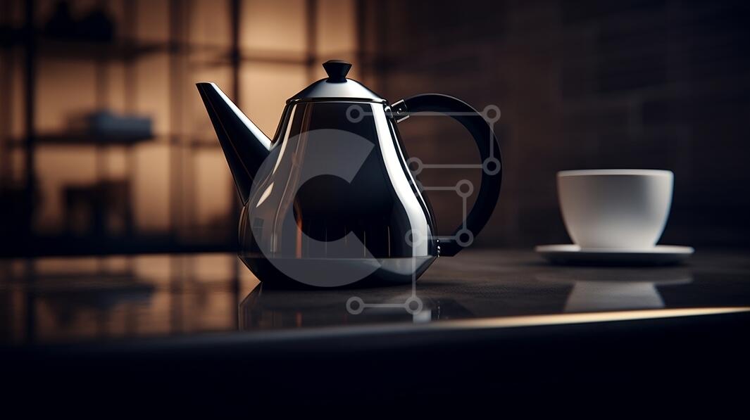 Sleek and Modern Black Coffee Pot with Stainless Steel Body stock photo ...