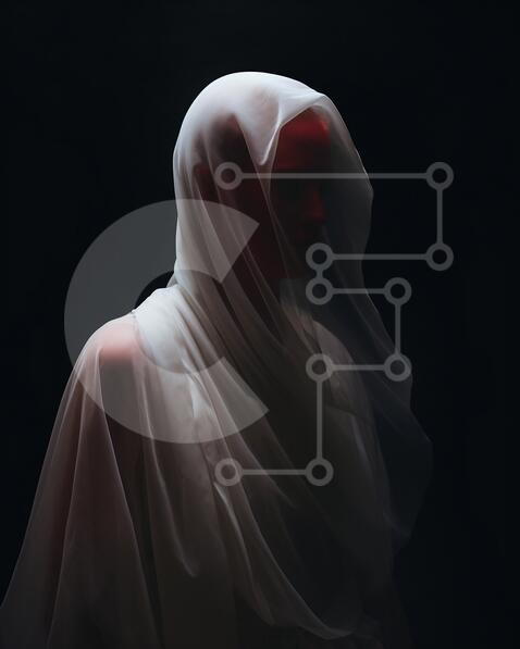 Woman in White Veil with Red Makeup - Religious Ceremony stock photo ...