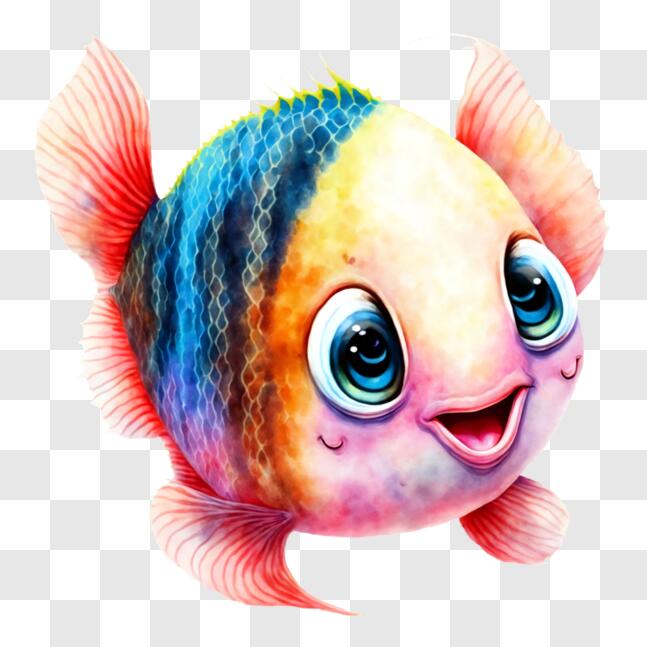 Download Colorful Fish with Big Eyes and Smiling Face PNGs Online ...