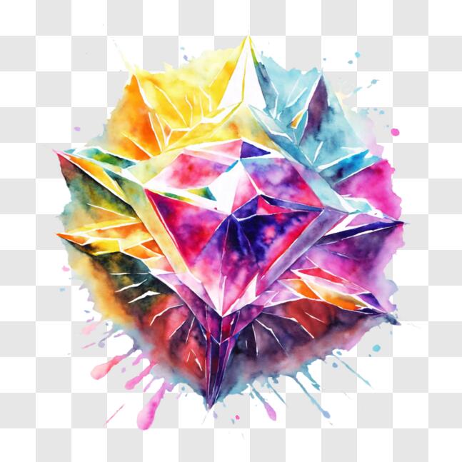 Download Colorful Diamond Painting with Watercolor Splashes PNGs Online ...