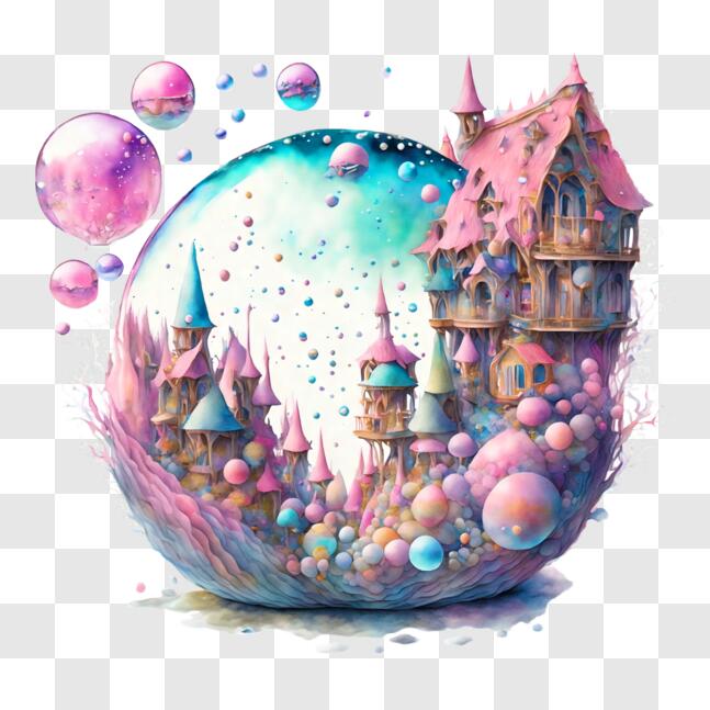 Download Whimsical Octopus Castle Artwork with Pink and White Colors ...