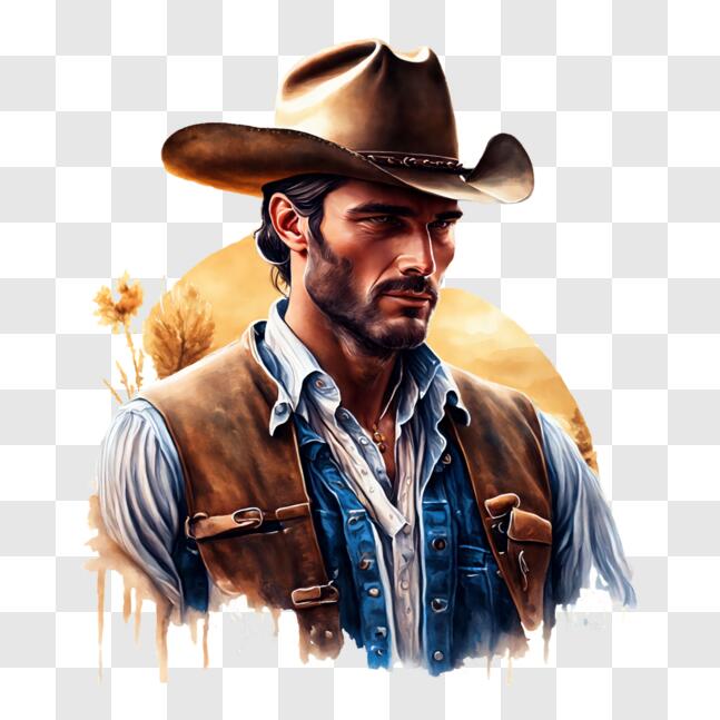 Download Cowboy Man in Western Attire PNGs Online - Creative Fabrica