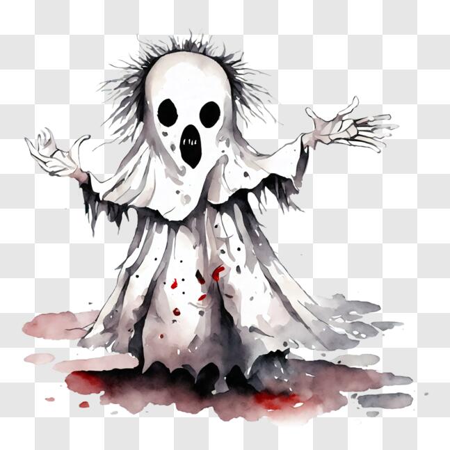 Download Scary Halloween Ghost with Bloody Hands and Open Mouth PNGs ...