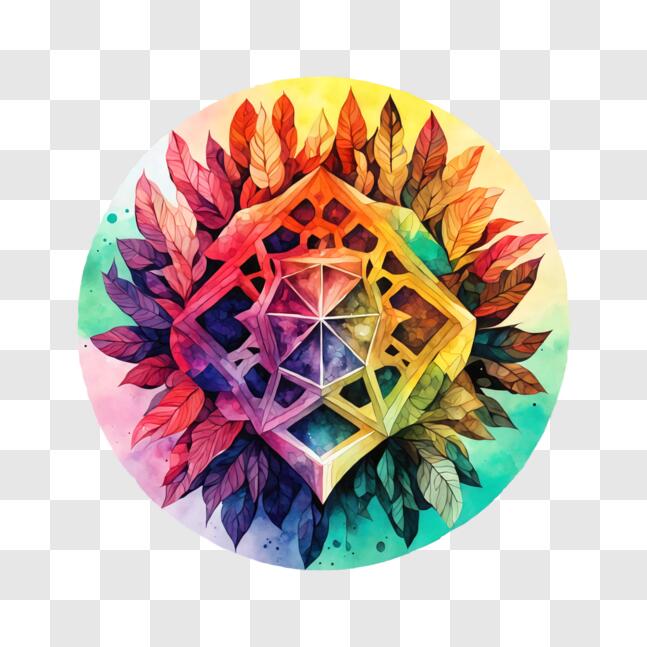 Download Colorful Geometric Design with Leaves PNGs Online - Creative ...