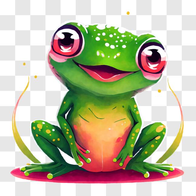 Download Green Frog with Big Eyes and Pink Lips PNGs Online - Creative ...