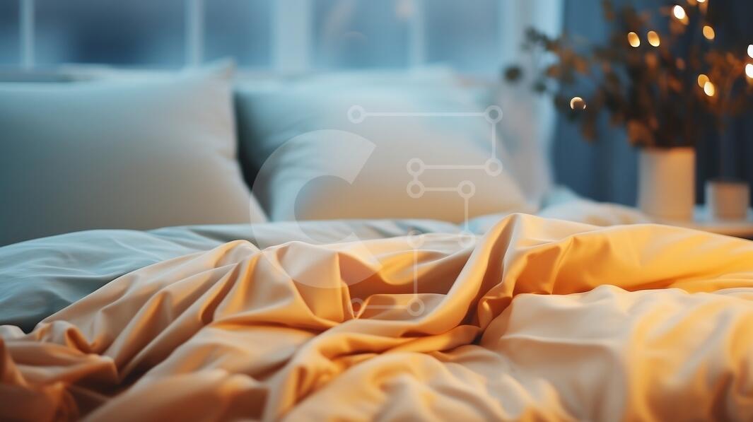 Cozy Bedroom with Dim Lighting stock photo | Creative Fabrica