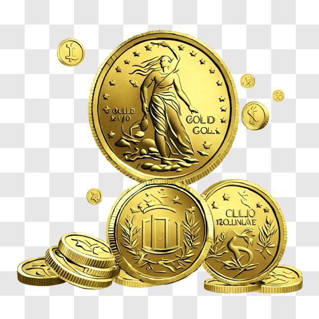 Download Stack of Gold Coins with US Coin and Liberty Coin PNGs Online ...