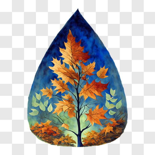 Download Autumn-Colored Tree Painting in the Shape of a Teardrop PNGs ...
