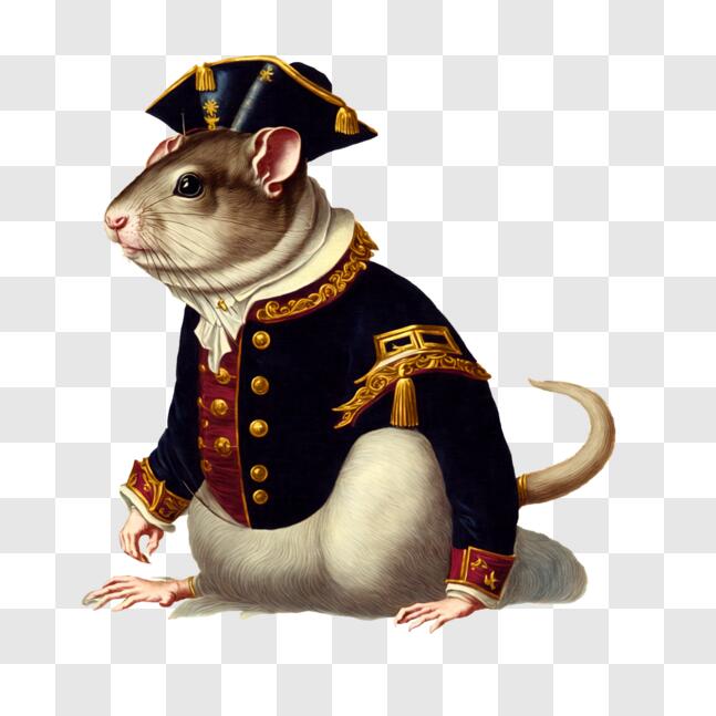 Download Funny Rat Dressed up as an Officer in Uniform PNG Online ...