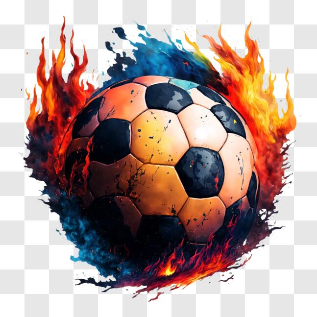 Download Soccer ball with flames PNGs Online - Creative Fabrica
