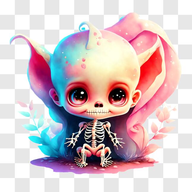 Download Cute Skeleton Baby with Floral Surroundings PNGs Online ...
