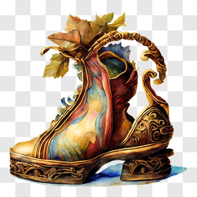 Download Colorful Shoe Decorated with Leaves and Flowers PNGs Online ...