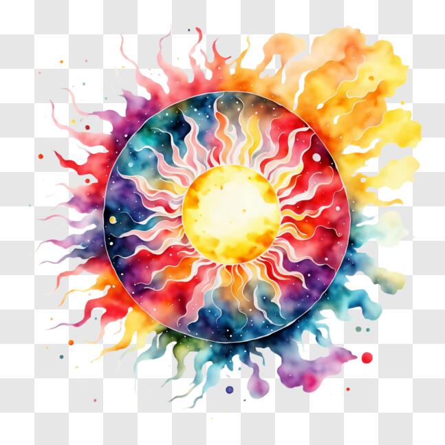 Download Colorful Sun Watercolor Painting for Meditation and ...