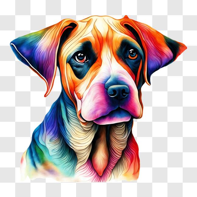 Download Colorful Patterned Dog with Fluffy Fur PNGs Online - Creative ...