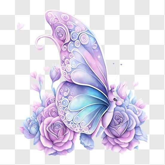 Download Pink Butterfly with Flowers on Wings PNGs Online - Creative ...
