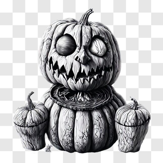 Download Black and White Halloween Pumpkin Artwork PNGs Online ...