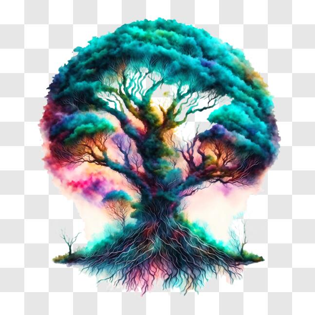 Download Colorful Tree with Visible Roots PNGs Online - Creative Fabrica