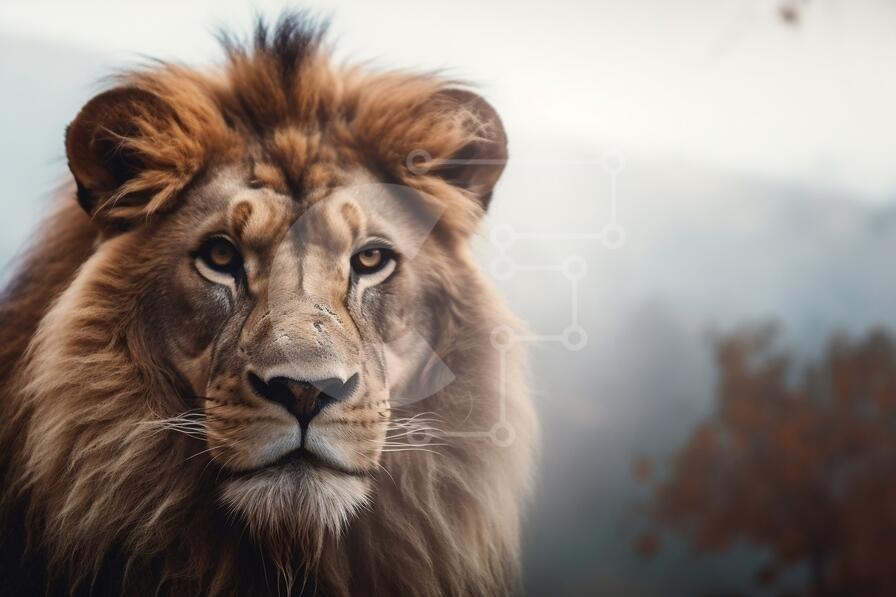 Powerful Lion in Natural Habitat stock photo | Creative Fabrica