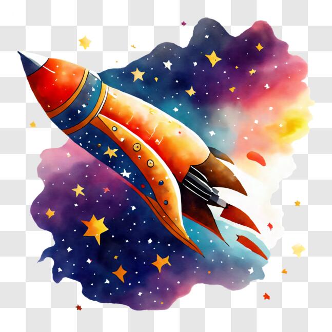 Download Colorful Rocket Ship Flying Through Space with Stars ...