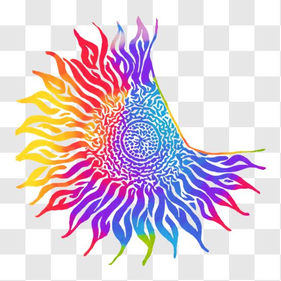 Download Colorful Sun in the Shape of an Upside-Down Flower PNGs Online ...